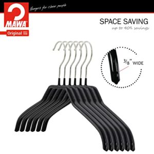 Mawa by Reston Lloyd Silhouette Series Non Slip Space Saving Narrow Clothing Hanger, Style 36-F, Set of 10, Black