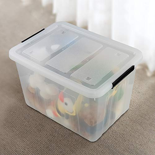 Dehouse 70 L Large Clear Storage Boxes, Plastic Storage Box with Lids and Wheels, Set of 4