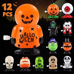 highever halloween wind up toys for kids - 12 pack small party favors for toddler assorted pumpkin teeth mini toy for kid for boys girls children candy bag filler prizes birthday reward