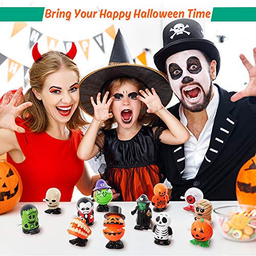 HIGHEVER Halloween Wind Up Toys for Kids - 12 Pack Small Party Favors for Toddler Assorted Pumpkin Teeth Mini Toy for Kid for Boys Girls Children Candy Bag Filler Prizes Birthday Reward