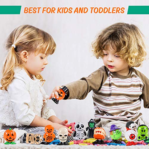 HIGHEVER Halloween Wind Up Toys for Kids - 12 Pack Small Party Favors for Toddler Assorted Pumpkin Teeth Mini Toy for Kid for Boys Girls Children Candy Bag Filler Prizes Birthday Reward