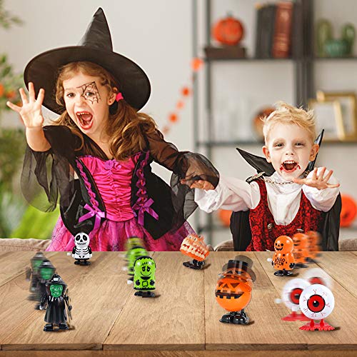 HIGHEVER Halloween Wind Up Toys for Kids - 12 Pack Small Party Favors for Toddler Assorted Pumpkin Teeth Mini Toy for Kid for Boys Girls Children Candy Bag Filler Prizes Birthday Reward