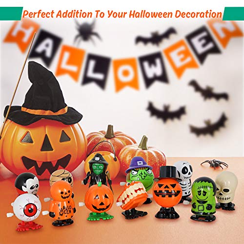 HIGHEVER Halloween Wind Up Toys for Kids - 12 Pack Small Party Favors for Toddler Assorted Pumpkin Teeth Mini Toy for Kid for Boys Girls Children Candy Bag Filler Prizes Birthday Reward