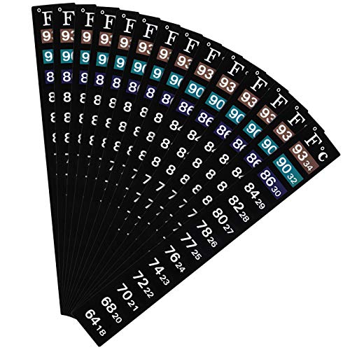 20 Pieces Digital Temperature Sticker Adhesive Thermometer Strip Aquarium Thermometer Sticker Temperature Thermometer Strips in Degree Fahrenheit and Celsius Display for Fish Tank and Aquarium