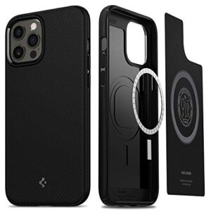 spigen mag armor (magfit) compatible with magsafe designed for iphone 12 pro max case (2020) - matte black