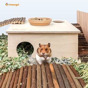 Niteangel Birch Chamber-Maze Hamster Hideout - Small Pets Woodland House Habitats Decor for Hamster Mice Gerbils Mouse