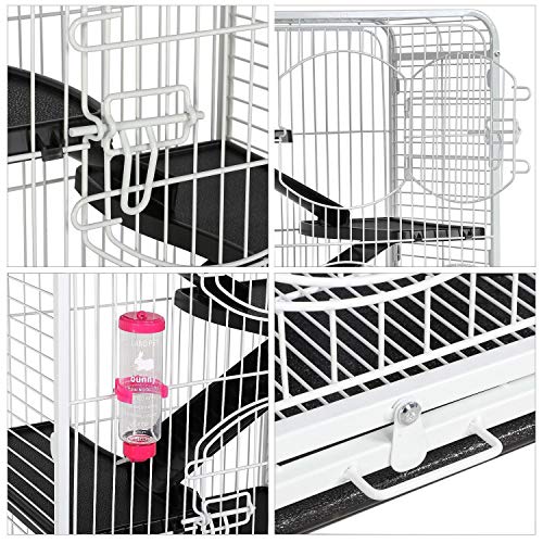 Yaheetech Large Rolling Cat Kitten Cage 6-Tier 52" Metal Kitten House for Ferret Chinchilla Rabbit Squirrels w/ 3 Front Doors/Pet Bowl/Water Bottle White