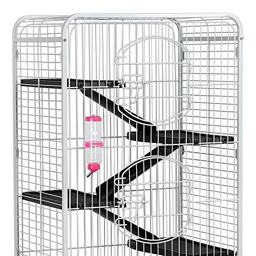 Yaheetech Large Rolling Cat Kitten Cage 6-Tier 52" Metal Kitten House for Ferret Chinchilla Rabbit Squirrels w/ 3 Front Doors/Pet Bowl/Water Bottle White