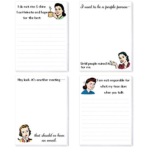 FANCY LAND Funny Novelty Memo Pads Funny Notepads for Office Gift for Coworkers 4 Pack