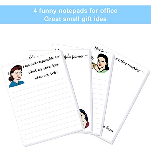 FANCY LAND Funny Novelty Memo Pads Funny Notepads for Office Gift for Coworkers 4 Pack