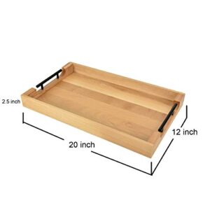 Rustic Ottoman Tray Large - 20"x12" - Coffee Table Trays - Ottoman Tray with Handles - Serving Tray for Ottoman - Farmhouse Serving Tray -Wooden Tray