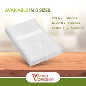 Vesta Precision Vacuum Seal Bags | Clear and Embossed | 11x16 inch | Gallon | 100 Vacuum Bags per Pack | Great for Food Storage and Sous Vide