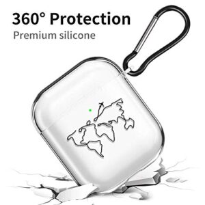 Eouine for AirPods 1/2 Case, AirPods Case Transparent Clear with Pattern Slim Shockproof Soft TPU Silicone with Keychain Running Bumper Skin for Apple Airpods Charging Case 1/2, Map 1