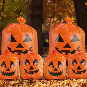 JOYIN 6 Pcs Halloween Jack O’ Lantern Pumpkin Lawn Bags Halloween Plastic Trash Bags Halloween Yard Fall Leaf Pumpkin Bags for Halloween Decorations, Halloween Party Supplies, Halloween Party Favor