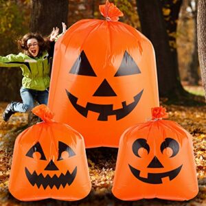 JOYIN 6 Pcs Halloween Jack O’ Lantern Pumpkin Lawn Bags Halloween Plastic Trash Bags Halloween Yard Fall Leaf Pumpkin Bags for Halloween Decorations, Halloween Party Supplies, Halloween Party Favor