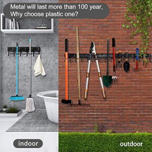 YueTong All Metal Garden Tool Organizer,Adjustable Garage Wall Organizers and Storage,Heavy Duty Wall Mount Holder with Hooks for Broom,Rake,Mop,Shovel.（1 Pack）