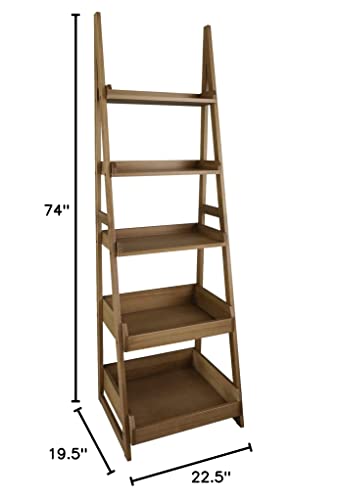 Cascade 5-Shelf Ladder Bookcase - Alpine Gray (318-827)