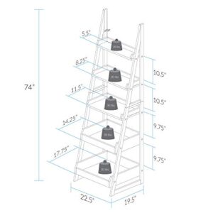 Cascade 5-Shelf Ladder Bookcase - Alpine Gray (318-827)