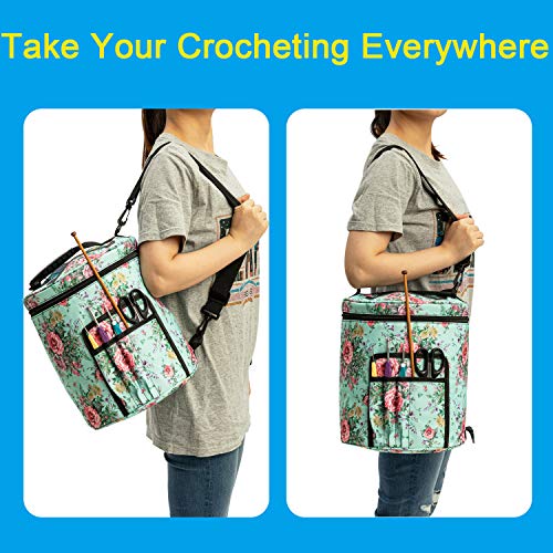 Ctcwsh Yarn Storage Bag Project Bag Knitting Tote Organizer Bag with Adjustable Shoulder Strap Handles Traveling Crochet Bag for Bulk Yarns,Crochet Hooks,Knitting Needle,Crochet Acessories