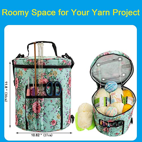 Ctcwsh Yarn Storage Bag Project Bag Knitting Tote Organizer Bag with Adjustable Shoulder Strap Handles Traveling Crochet Bag for Bulk Yarns,Crochet Hooks,Knitting Needle,Crochet Acessories