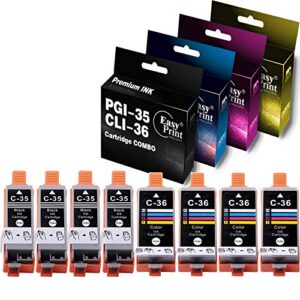 easyprint (4 x black with 4 x tri color) compatible ink cartridges replacement for canon pgi-35 cli-36 pgi35 cli36 used for pixma ip100b ip100 ip110 tr150 series printer, (8-pack)