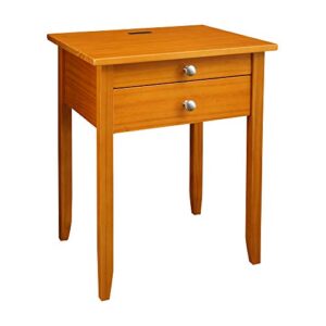 casual home lucia usb port-honey oak nightstand