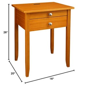 Casual Home Lucia USB Port-Honey Oak Nightstand