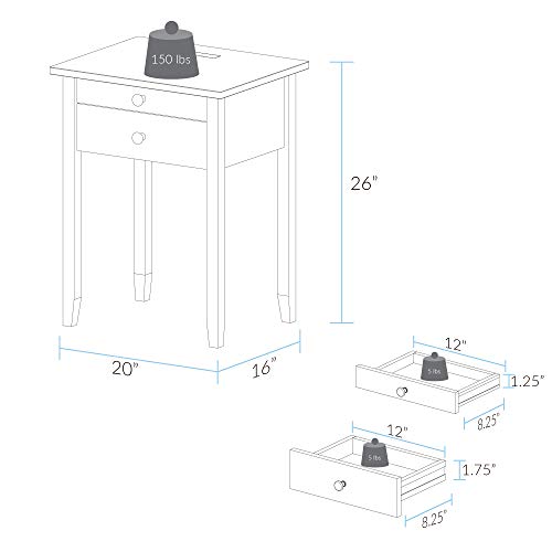 Casual Home Lucia USB Port-Honey Oak Nightstand