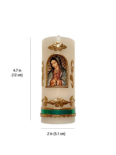 Small Our Lady of Guadalupe Made in Mexico Candle Cirio de la Virgen de Guadalupe Rezo Oración