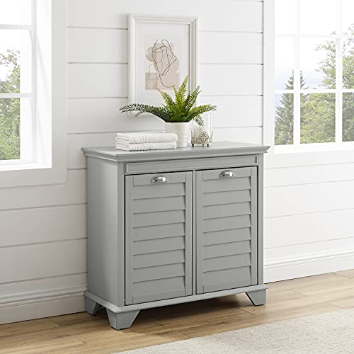 Crosley Furniture CF7003-GY Lydia Two-Compartment Tilt-Out Linen Hamper, Gray