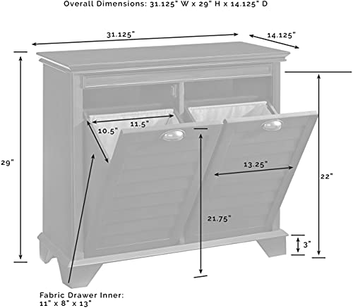 Crosley Furniture CF7003-GY Lydia Two-Compartment Tilt-Out Linen Hamper, Gray