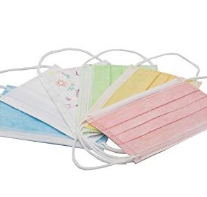 Vanecia 3-PLY Earloop Kids Disposable Face Mask, 6 Colors in One Box, Pink Yellow Green, White, Blue, Pattern for Boy and Girl (30-pcs)