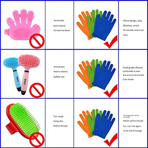 ZJ Double Sided Pet Grooming Glove - Gentle Deshedding Brush Glove - Efficient Pet Hair Remover Mitt,Perfect for Dog & Cat with Long & Short Fur