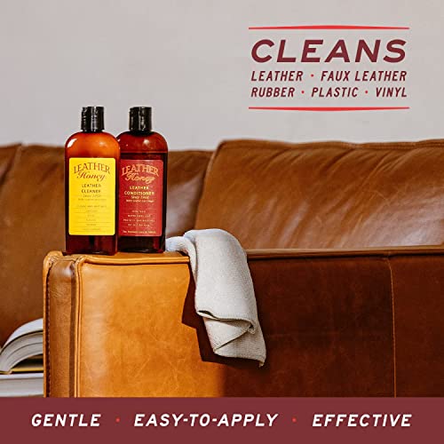 Leather Honey Complete Leather Care Kit Including 8 oz Conditioner and Applicator Cloth for use on Leather Apparel, Furniture, Auto Interiors, Shoes, Bags and Accessories