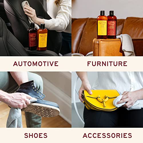 Leather Honey Complete Leather Care Kit Including 8 oz Conditioner and Applicator Cloth for use on Leather Apparel, Furniture, Auto Interiors, Shoes, Bags and Accessories