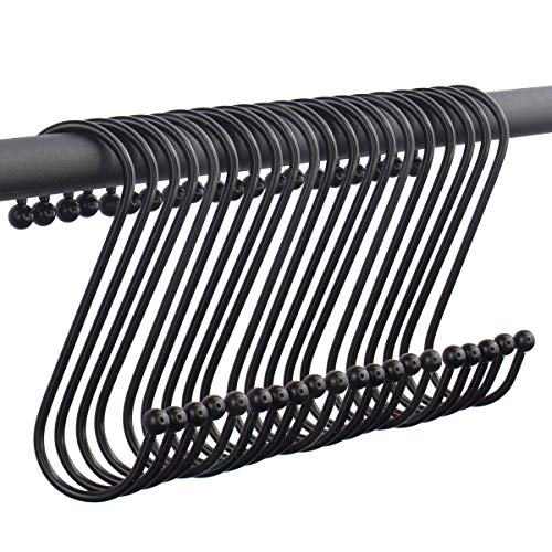 Ami.Todfo S Hooks Heavy Duty, 20-Pack Black S Shaped Hooks 4Inch for Hanging Plants, Pan, Pots, Cloths, Pots, Pans, Plants, Bags, Cups, Clothes，Premium S Hanger Hooks with Metal Balls