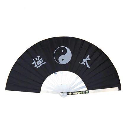 Easyinsmile Stainless Steel Kung Fu Fighting Fan Tai chi folding Fan Martial Arts Equipment Wushu Weapons (type 2 black)