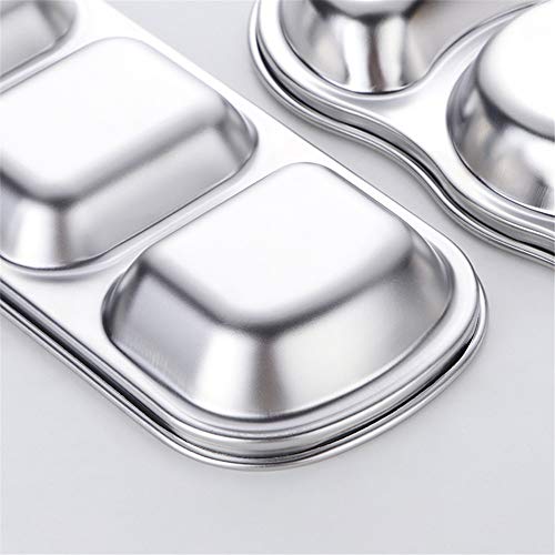 mingcheng 3-Compartment Stainless Steel Dipping Sauce Dish, Set of 4 Appetizer Serving Tray/Bowls for Sauce, Vinegar, Soy, BBQ, Hotpot, Snacks and Other Party Dinner, Dishwasher Safe Rose Gold