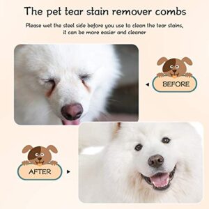 Mudder 6 Pieces Tear Stain Remover Comb Double-sided Dog Eye Comb Brush Double Head Grooming Comb Multipurpose Tool for Small Pet Cat Dogs Removing Crust and Mucus