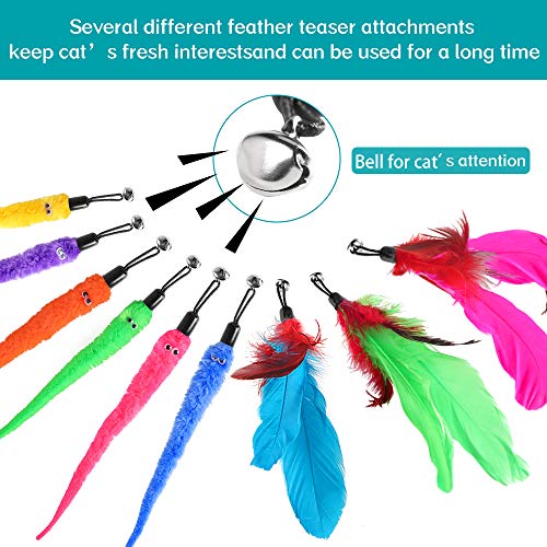 SYEENIFY Cat Toys Kitten Toys Assortments,Cat Feather Toys,Cat Wand Toy,Cat Toys for Indoor Cats