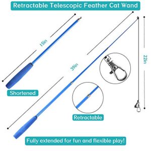 SYEENIFY Cat Toys Kitten Toys Assortments,Cat Feather Toys,Cat Wand Toy,Cat Toys for Indoor Cats