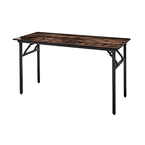 Coral Flower Office Desk 55 inches Folding Table Computer Table Workstation，Rustic Brown