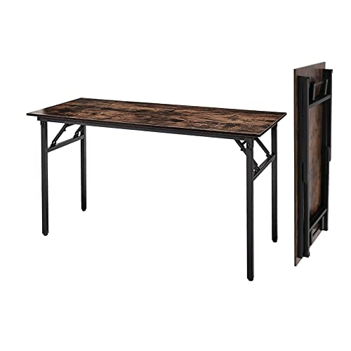 Coral Flower Office Desk 55 inches Folding Table Computer Table Workstation，Rustic Brown