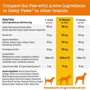 Zesty Paws Chew No Poo Bites - Coprophagia Stool Eating Deterrent for Dogs Deter Stop Dog from Eating Feces Probiotic Digestive Enzymes Breath Freshener - Chicken Flavor, 90 Soft Chews