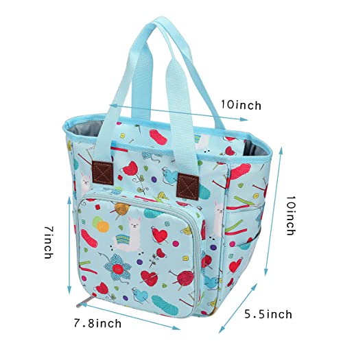 KOKNIT Knitting Tote Bag, Portable Knitting Yarn Storage Bag for Carrying Project with Pockets for Crochet Hooks, Knitting Needles and Accessory, Stylishly Designed Can be Matched with Any Outfit