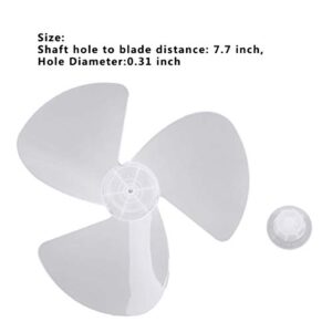 dPois 3 Leaves Plastic Fan Blade Replacement for Standing Pedestal Fan Table Fanner General Accessories White with Fan Nut 16 Inch