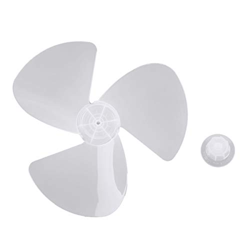 dPois 3 Leaves Plastic Fan Blade Replacement for Standing Pedestal Fan Table Fanner General Accessories White with Fan Nut 16 Inch