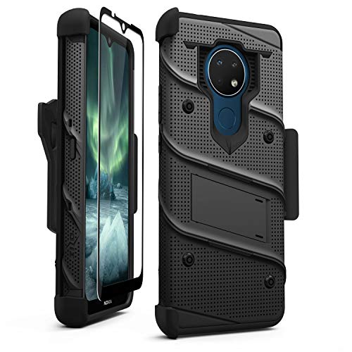 ZIZO Bolt Series for Nokia C5 Endi Case with Screen Protector Kickstand Holster Lanyard - Black & Black