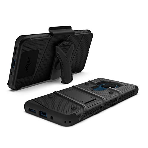 ZIZO Bolt Series for Nokia C5 Endi Case with Screen Protector Kickstand Holster Lanyard - Black & Black