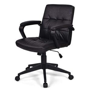 SIMPLIHOME Brewer Swivel Adjustable Executive Computer Office Chair in Distressed Black Faux Leather, for the Office and Study, Contemporary